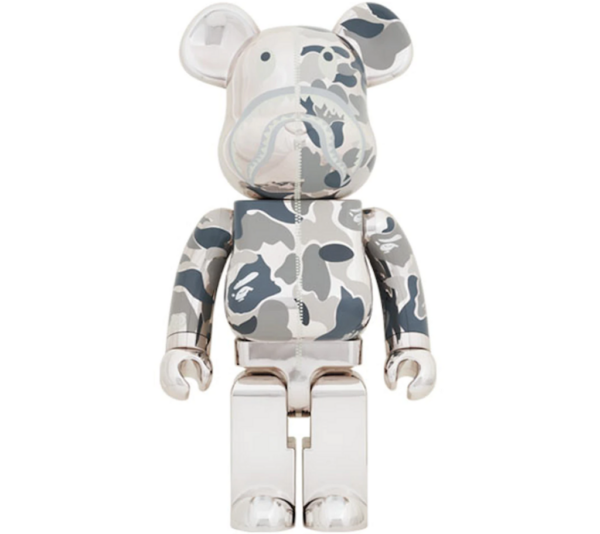 Mô Hình Bearbrick x BAPE Camo Shark Silver 1000% - Jordan 1
